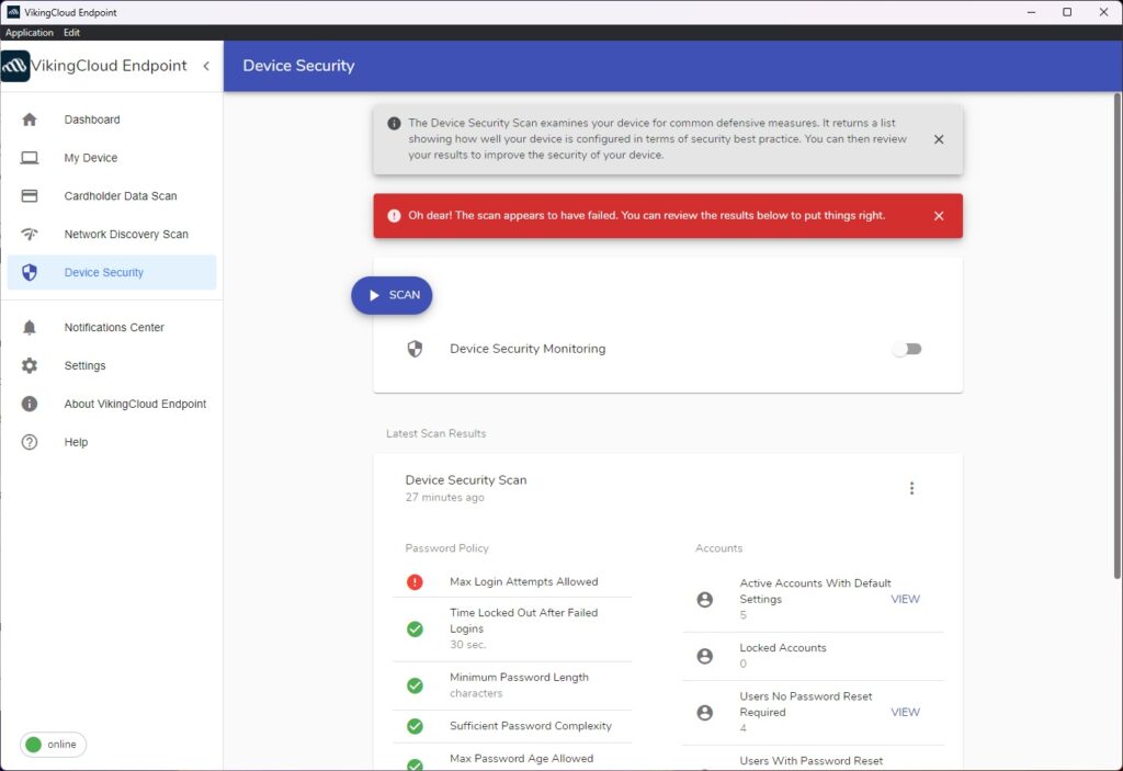 Check the security configuration of my device - VikingCloud Protect